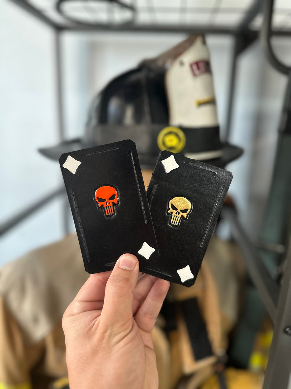 CUSTOM LEATHER HELMET CARDS – FIRE DEPT. LEATHER